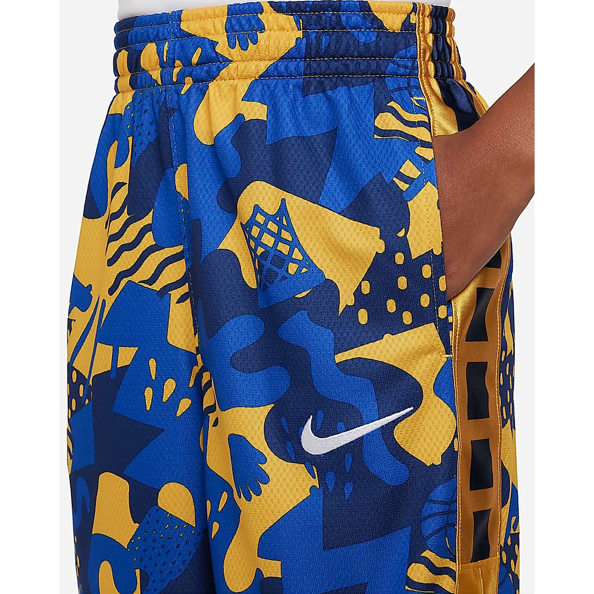 Nike Big Boys' Dri-FIT Elite Basketball Shorts (Large, Game Royal/Yellow Ochre/White)