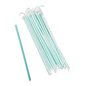 AmerCare 10.25 Inch Giant Blue Paper Wrapped Straws, Case of 1200
