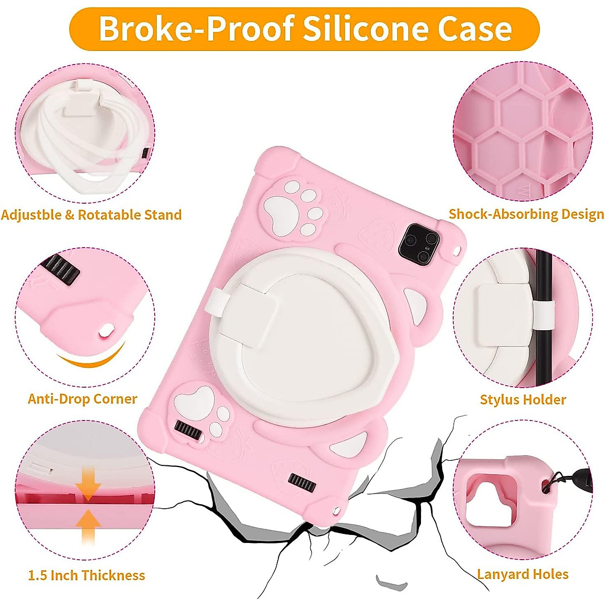 10.1 Inch HD Kids Tablet Android 10 Computer PC Quad Core GPS WiFi Bluetooth 32G (Pink)