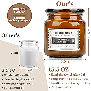 [300H, 46.5oz] Candles for Home Scented, 3 Pack Large Jar Soy Candles, Sage Candles, Aromatherapy Candles Set for Stress Relief, Candles for Men & Women, Glass Amber Jar Candles