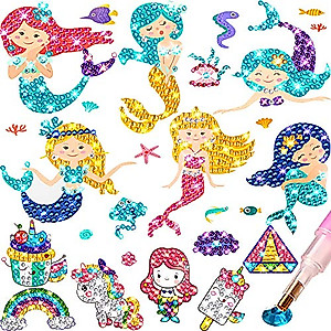Zonon Gem Diamond Painting Kit for Kids, 26 Pieces Diamond Painting Stickers with DIY Painting Tools to Create Your Own Magical Stickers Cute Art and Crafts for Girls Boys