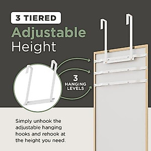 Mirrotek - Full Length Adjustable Over The Door Mirror Gold Aluminum Finish - Hanging Instant Install Long Full Body Mirror for Bedroom, Dorm Room