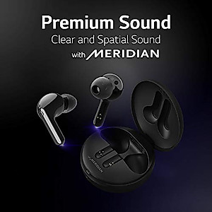LG TONE Free FN7 - Active Noise Cancelling True Wireless Bluetooth Earbuds with Meridian Sound, Dual Microphone for Work/Home Office, iPhone and Android Compatible, Black