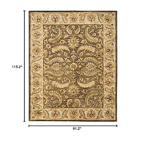 SAFAVIEH Heritage Collection Area Rug - 7'6" x 9'6", Green & Beige, Handmade Traditional Oriental Wool, Ideal for High Traffic Areas in Living Room, Bedroom (HG964A)