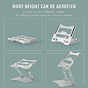 Laptop Stand，Foldable Height Lift Laptop Stand,Heat Dissipation,Ergonomic Design,Compatible with MacBook Air/Pro Dell HP XPS Lenovo Chromebook Ipad All Laptops 10-17'',Silver,F1-2