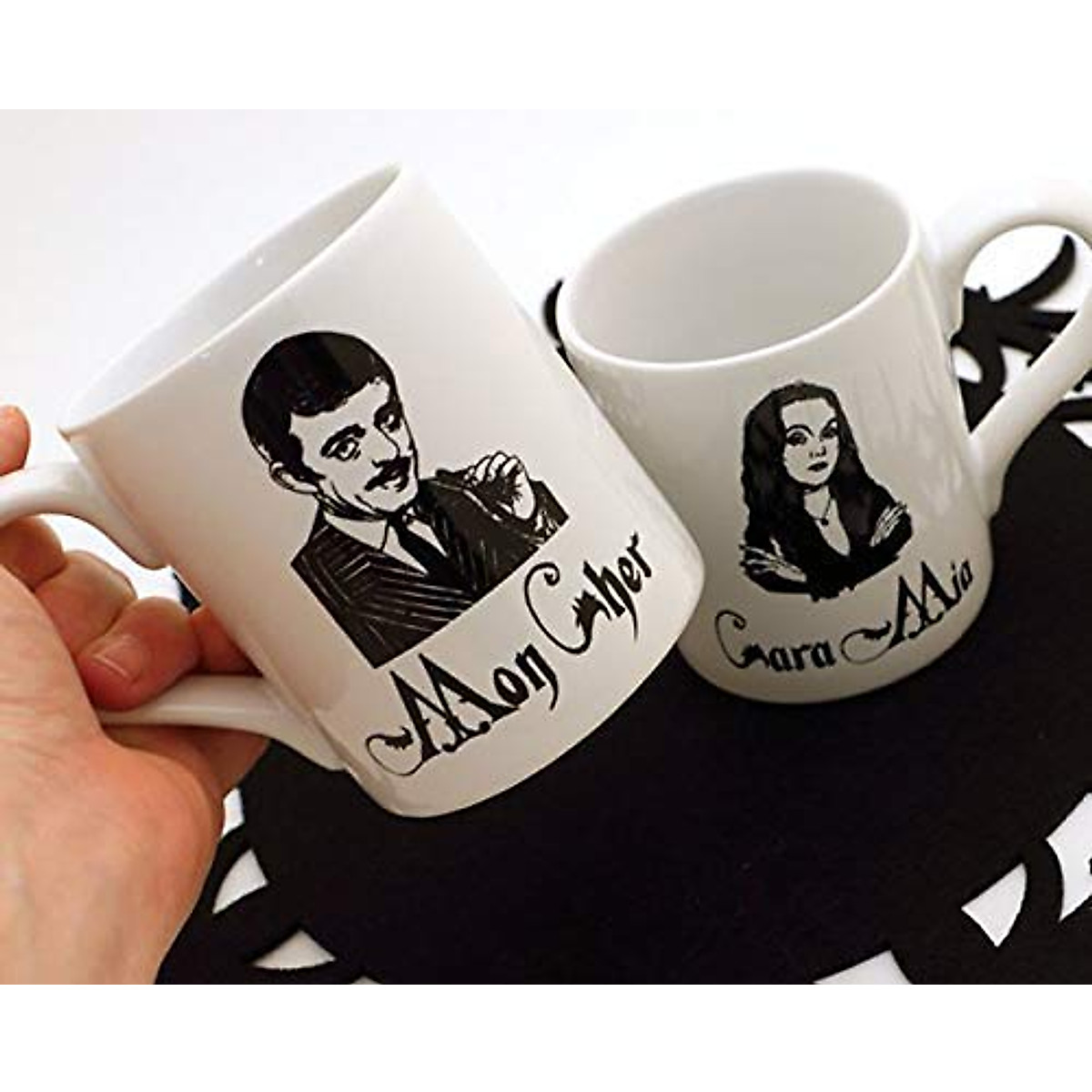 Vintage Macabre Family Funny Handmade Ceramic Mug Set LennyMud by Lorrie Veasey