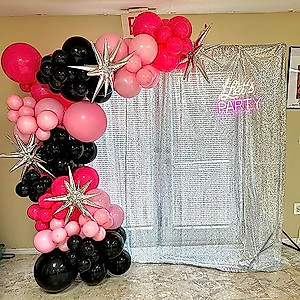 Pink and Black Balloons, 55PCS Rose Gold Hot Pink Black Party Balloons Set Metallic Rosegold Confetti Helium Balloons Dusty Rose Pink Black Latex Balloon for Girl Birthday Princess Wedding Decorations