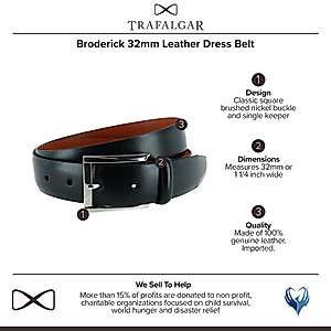 Trafalgar Men's Broderick 32mm Leather Dress Belt, 36, Black