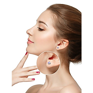 18 Pairs Stainless Steel Stud Earrings Solid Rhinestone Earring Cartilage Earrings Helix Ear Piercing Jewelry for Women Men (Steel Color, 18 G/ 1 mm with 4 mm Screw Ball)