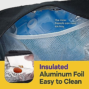 IDEATECH Lunch Bag Women Insulated, Black Lunch Box for Men, Monogrammed Lunch Bags for Work, Personalized Reusable Lunch Tote Bag, Small Cute Lunchbox Cooler Sack (Black, K)