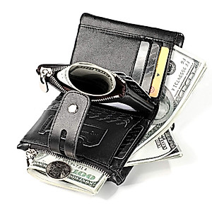 Vintage Women's RFID Blocking Leather Wallet small Chain (black)…