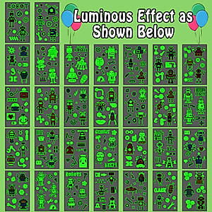 Partywind 315 Styles (30 Sheets) Glow Robot Party Favors, Luminous Robots Temporary Tattoos for Boys Party Supplies Birthday, Goodie Bag Stuffers for Children