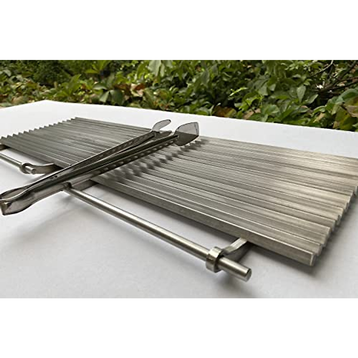 MOTOES Hibachi Grill Metal Portable Fire Pit, Outdoor Fire Pit, Backyard Fire Pit Bowl, Stainless Steel Charcoal Grill Kebab BBQ Portable Grill, 24''x 8'' inch Height : 5.5'' inch