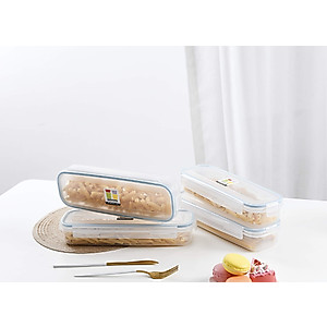 Komax Biokips Pasta Storage Containers Set of 4 – BPA-Free Rectangular Plastic Containers with Lids – Microwave & Dishwasher Safe Airtight Containers – Noodle, Pasta, & Spaghetti Container (33 oz)