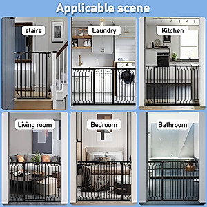 WAOWAO Extra Tall 40.55" Baby Gate 29.53"-32.68" Wide Pressure Mounted Walk Through Swing Auto Close Safety Black Metal Toddler Child Dog Pet for Indoor Stairs,Doorways,Kitchen