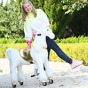 Gidygo Kids Ride on Walking Unicorn Rocking Horse Riding Toy for Children for 3-6 Years Old