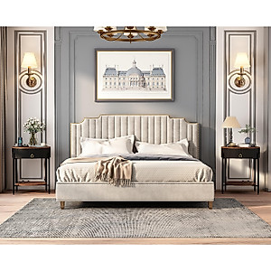 OIOG Modern Side Table with Drawer, Industrial 2 Tier End Table with Shelf, Wood Grain Nightstand with Storage for Living Room, Bedroom, Office, Dorm, Black