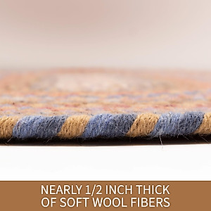 Super Area Rugs Premium Wool Braided Rug - Soft & Reversible Woven Rug- Made in USA - Neutral Rug, 4' X 4' Round