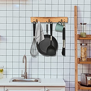 Haominnaqi Solid Wood Coat Rack Wall Mounted - 3 Six Hooks, Fitting Room Wardrobe Coat Door Rear Hook Key Hook Kitchen Bathroom Hook(2pce)