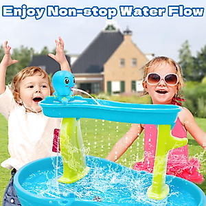 Intoypad Water Table Pump, Octopus Battery Powered Water Pump for Water Table 3 Hours Non-Stop Fun Summer Outdoor Water Toys Outside Water Play Table Accessories for Toddlers Kids (Blue)