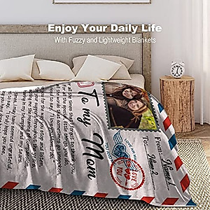 D-Story Best Dad Mom Ever Custom Blanket Memorial Gift for Father Mother: Made in USA, Personalized Photo Text Throw Blanket as Gift from Daughter Son Lightweight Blanket for Bed, Couch and Travel