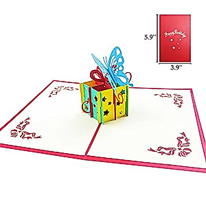 3D Pop Up Birthday Cards,Birthday Pop Up Greeting Cards Laser Cut Happy Birthday Cards Including Envelopes and Glues Best for Mom,Wife,Sister, Boy,Girl,Friends 1 Pack