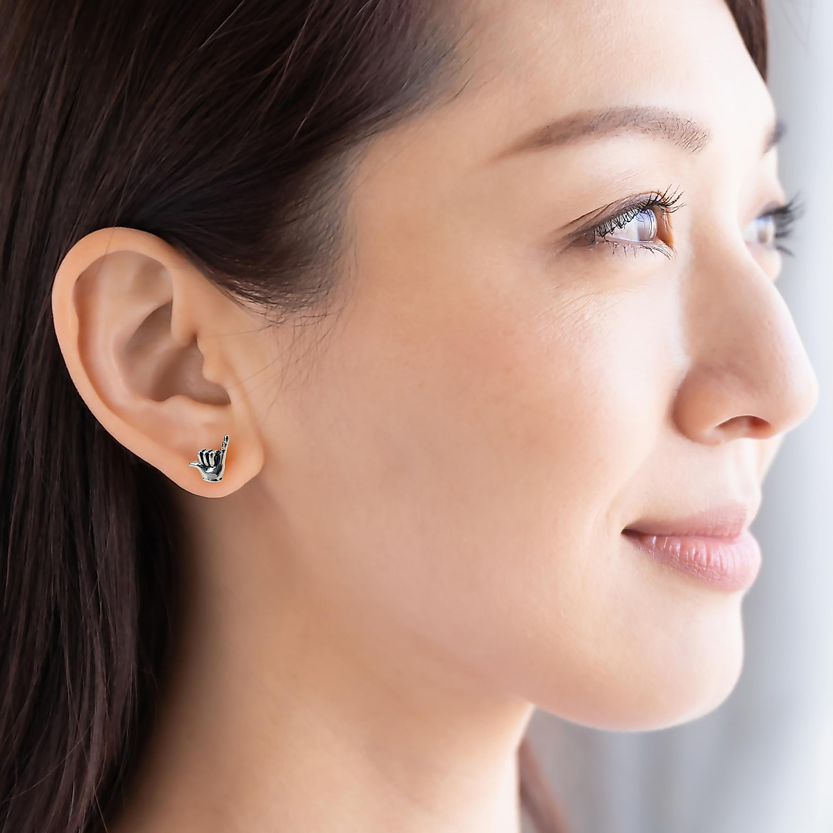 FashionJunkie4Life Sterling Silver Aloha Hang Loose Post Stud Earrings, ASL Letter Y