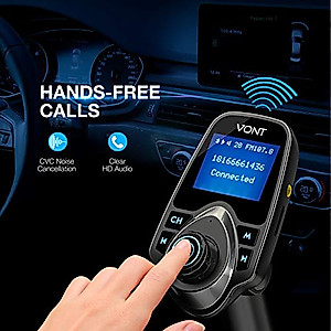 Bluetooth FM Transmitter for Car, Bluetooth Car Adapter Kit, 1.44 inch Display, Supports SD TF Cards, Bluetooth Aux Adapter, Compatible with All Smartphones/iPods, FM Transmitter Bluetooth