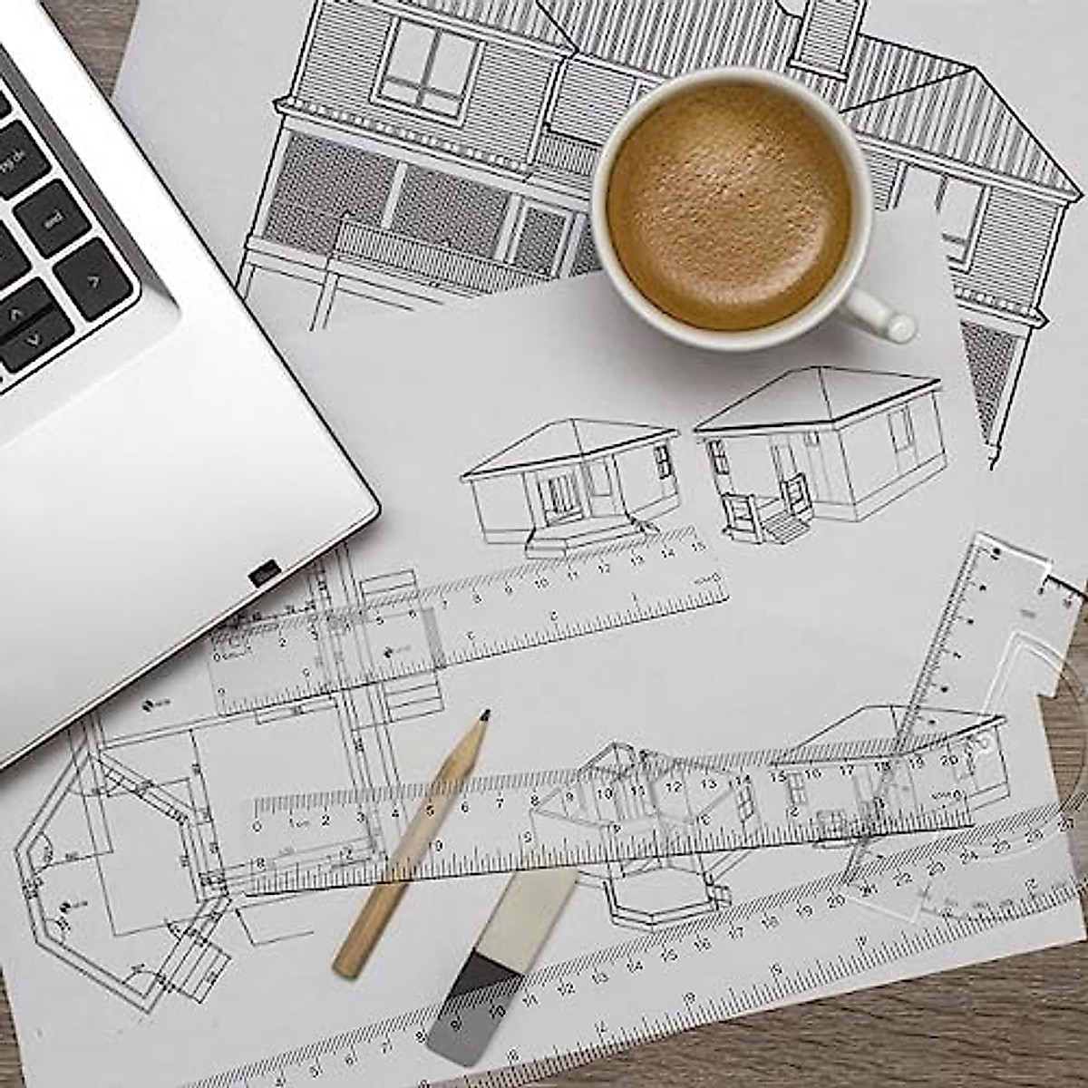 6 Inch 8 Inch 12 Inch Plastic School Rulers, 3 Pack Clear Ruler with Inches and Centimeters Drafting Office Tools for Student School Office