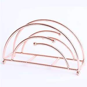 Napkin Holder- Modern Napkin Holder for Tables- Kitchen Napkin Holder- Half Circle Paper Napkin Holder- Tissue Holder- Rose Gold Tabletop Free Standing Napkin Holder by Museo