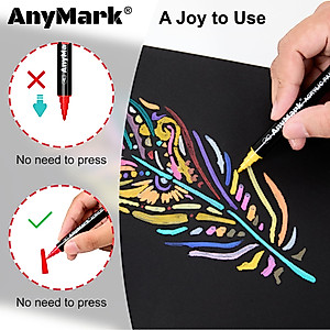 AnyMark 24 Colors Acrylic Paint Markers, Dual Tip Premium Acrylic Paint Pens for Stone, Wood, Calligraphy, Canvas, Ceramic, Metal, Glass, Rock Painting, DIY Crafts