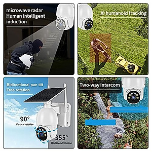 Solar Security Cameras Wireless Outdoor, 1080P 355° View Battery Powered 2 Way Talk Outdoor Camera, Night Vision, AI Human Detection, for Home Security