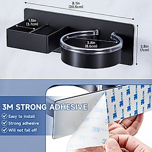 YAYINLI Hair Straightener Holder Wall, Black Blow Dryer Holder Wall Mounted Stainless Steel Hairdryer Holder for Bathroom, Hair Tools Organizer & Storage Curling Iron Holder, Salon Hair Dryer Holder