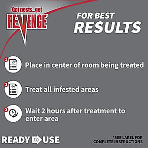 Bonide Revenge Dual Action Bedbug & Insect Room Fogger, Pack of 3 Long Lasting Protection Against Fleas, Ticks, Cockroaches, Ants
