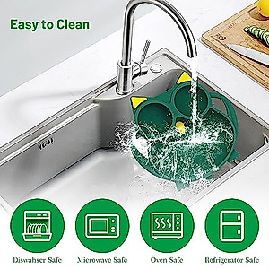 Silicone Suction Plate with 2 Adjustable Straps, Non-slip Divided Kids Plate Set for Baby Toddlers, Dishwasher Safe (Owl, Green)