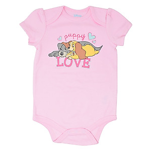 Disney Classics 101 Dalmatians Bambi Dumbo Aristocats Baby Girls 5 Pack Bodysuit 0-3 Months