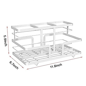 YIGII Hair Dryer Organizer - 4 Compartment Bathroom Countertop Stand, Heat-Resistant, Easy to Install, White