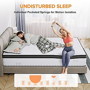 TXO Full Size Mattress, 12 Inch Hybrid Mattress with Individual Pocketed Coil Springs and High Density Foam, Edge Support, Motion Isolation, Pressure Relief, Plush Full Mattress in a Box