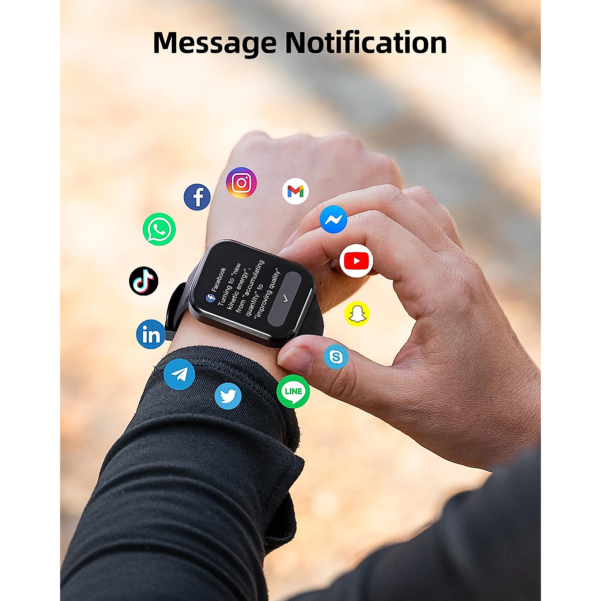 Parsonver Smart Watch for Women Men, 1.69"(43mm) Smartwatch for Android Phones and iPhone Compatible IP68 Waterproof Fitness Watch with HD Touch Screen Sleep Tracker Heart Rate Pedometer