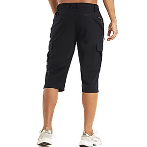 MAGCOMSEN Athletic Shorts for Men with Pockets 3/4 Casual Cargo Shorts Running Shorts Cropped Pants Hiking Fishing Shorts for Men Black