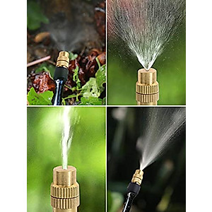 30PCS Adjustable Copper Atomizing Nozzle Kalolary Drip Irrigation Sprayer 4/7mm Atomizing Micro Sprinkler Garden Cooling Irrigation Equipment for Lawn Vegetables Greenhouse (Short)