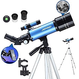 AOMEKIE Telescopes for Kids with K6/25 Eyepieces Telescopes for Astronomy Beginners and Adults with Adjustable Tripod 70mm Astronomical Telescopes with Phone Adapter Children's Day Gifts for Kids