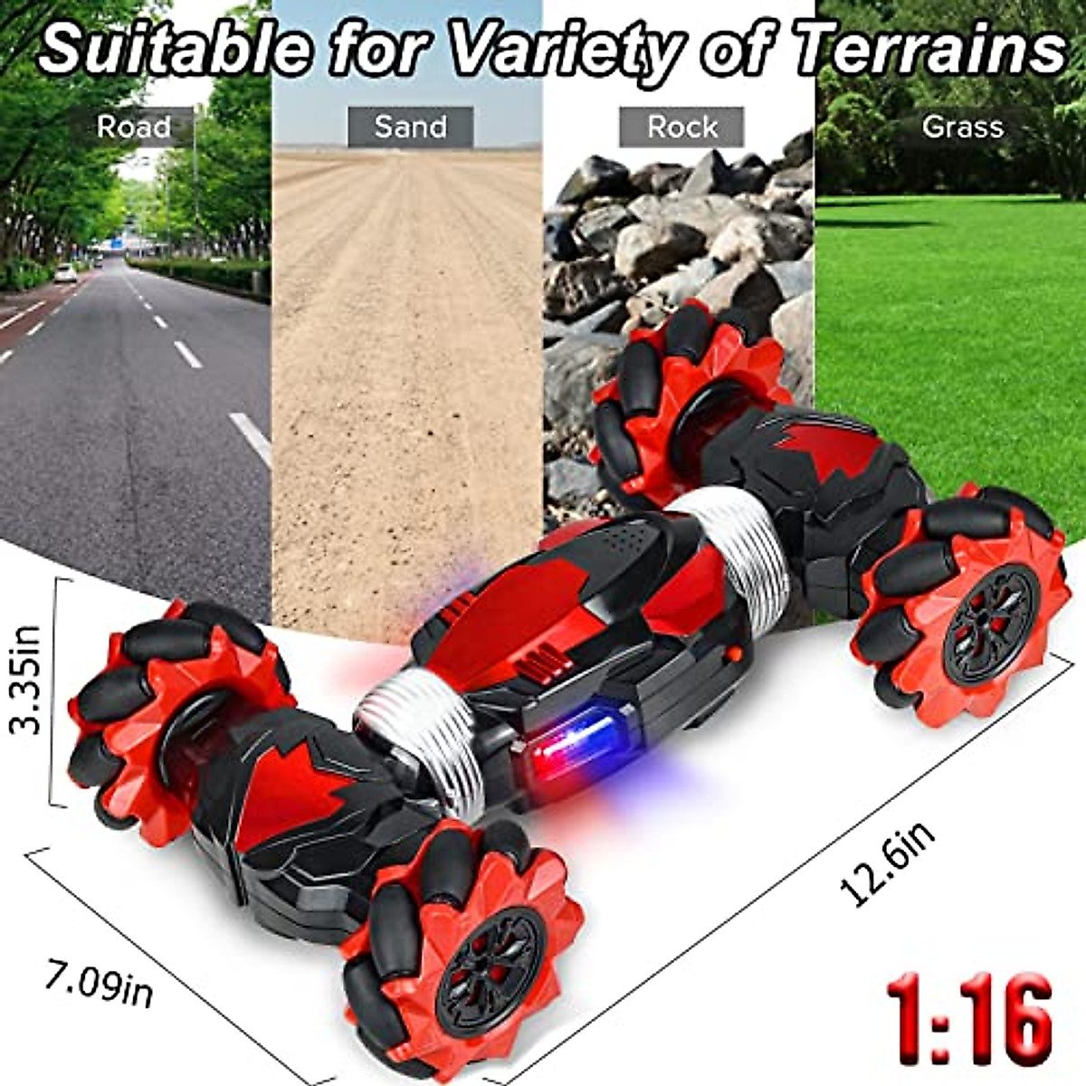 kisportee Gesture Sensing RC Stunt Car with Light & Music, Gesture RC Car, Hand Controlled Remote Control Car, 4WD OffRoad Drift Twist Car, Best Birthday Gift for Boy Kid Age 6 7 8 9 10 11 12 Year Old