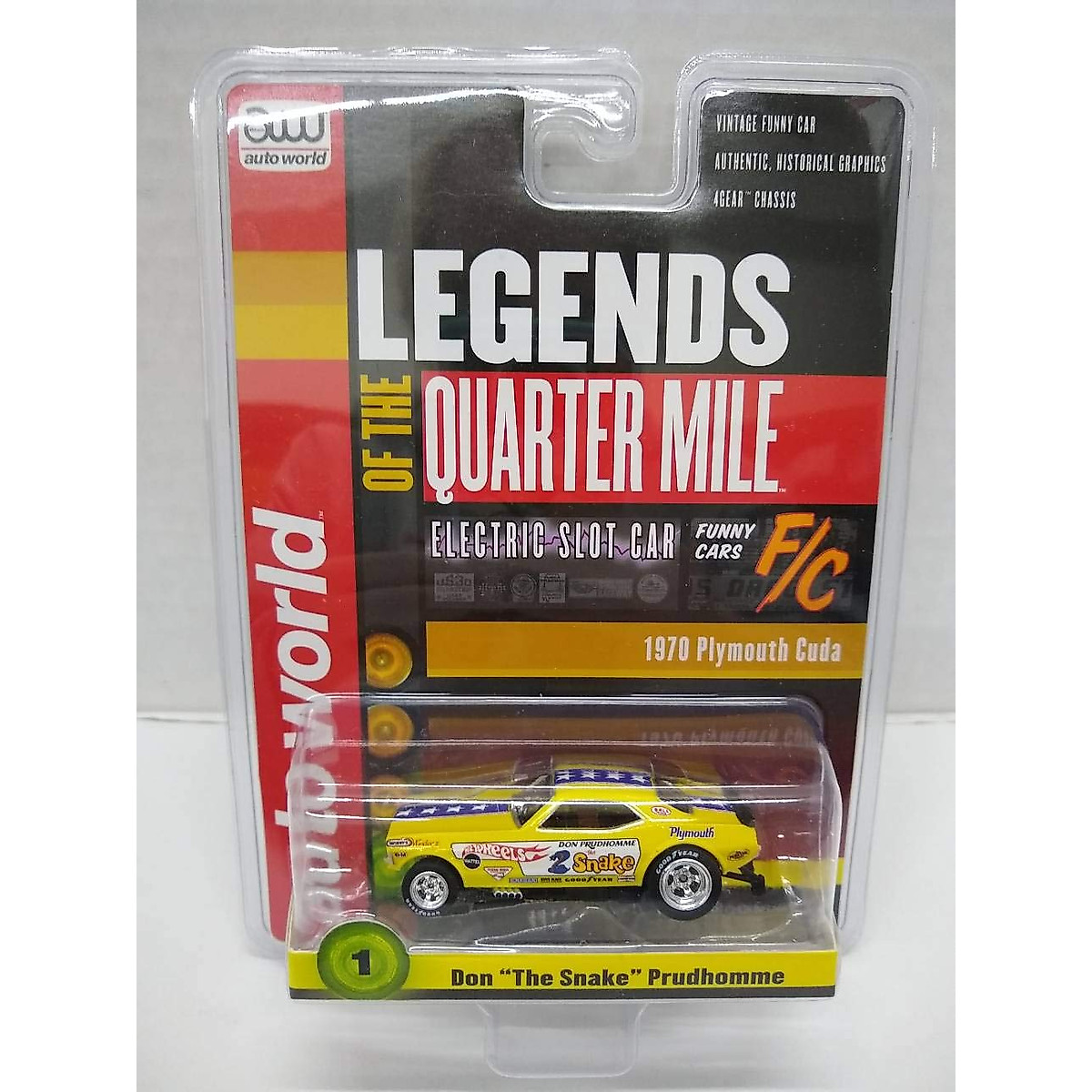 Auto World SC356-1 Legends of The Quarter Mile Don The Snake Prudhomme '70 Cuda HO Scale Electric Slot Car
