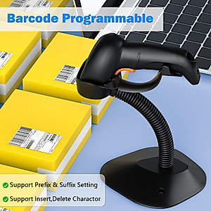 Symcode Wireless Handheld Barcode Scanner Versatile 2-in-1 (2.4Ghz Wireless+USB 2.0 Wired) 328 Feet Transmission Distance Rechargeable 1D Laser Automatic Bar Code Reader Scanner(Black)