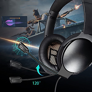 Auhsuxo QC35 Boom Mic Cable Boom Gaming Microphone Headphone Replacement Cable with Mute Switch Mic Compatible with Bose QuietComfort 35 QC35 QC35II, for PS4, Xbox One, PS5