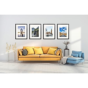 The Display Guys - Minimalist Wooden Picture Frame w. Tempered Glass - 18x24 matted to 12x18 - Wall Hanging - Black