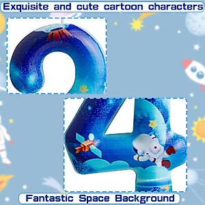 Cxryrzhe Birthday Candles Number 3 Blue Space Astronaut 3rd Birthday Party for Baby Girl Boy Birthday Cake Topper Graduation Celebration Anniversary Wedding Space Party Decorations