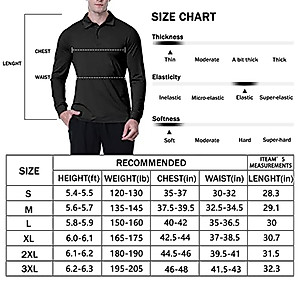 JIM LEAGUE Men's Long Sleeve Golf Polo Shirts Athletic Casual Travel Performance Collar Shirts Lightweight Quick Dry UPF50