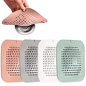 Shower Hair Drain Catcher,Convex Cover for Stopper with Suction Cup,Suit for Bathroom,Bathtub,Kitchen 4 Pack